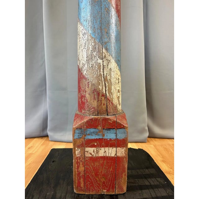 Monumental Antique American Painted Turned Wood Barber Pole, Circa 1875 ...