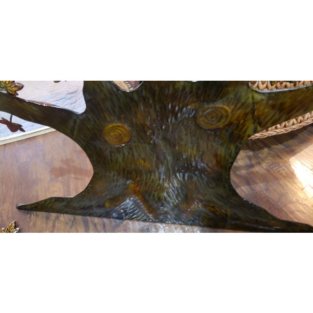 91x40 Mid 20th Century Metal Wide Trunk Tree Wall Art With Colorful ...