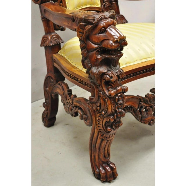 Late 20th Century Renaissance Gothic Style Large Figural Lion Carved ...