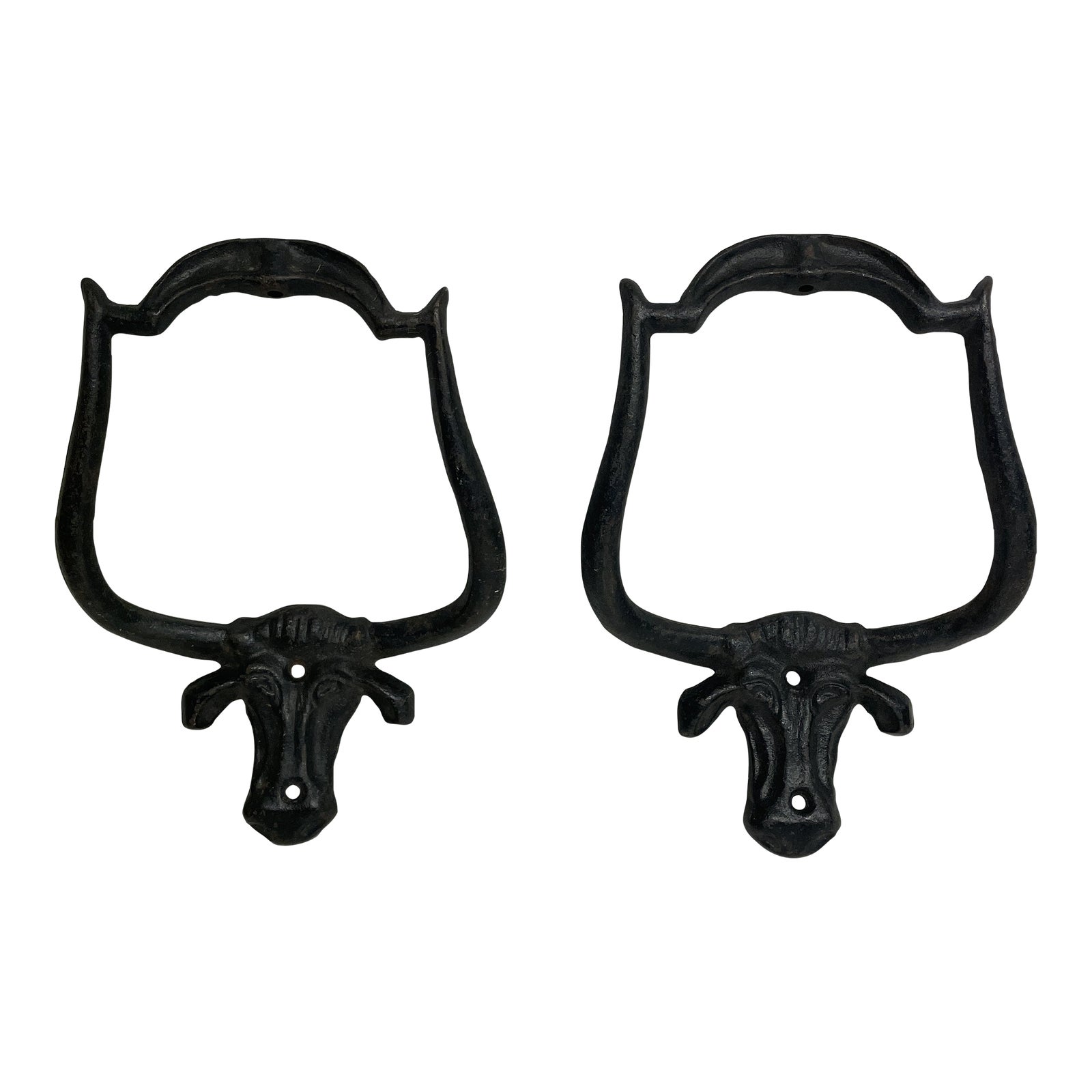 Vintage Cast Iron Cow Bell Hangers - Set of 2 | Chairish