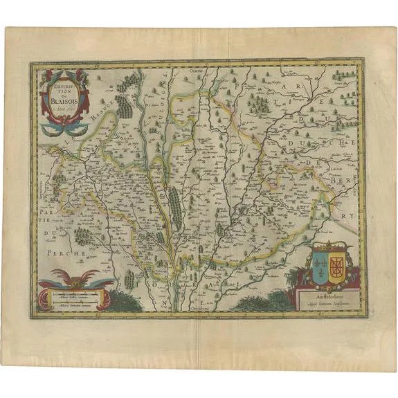 Antique Map of Blois attributed to Janssonius, 1640 | Chairish