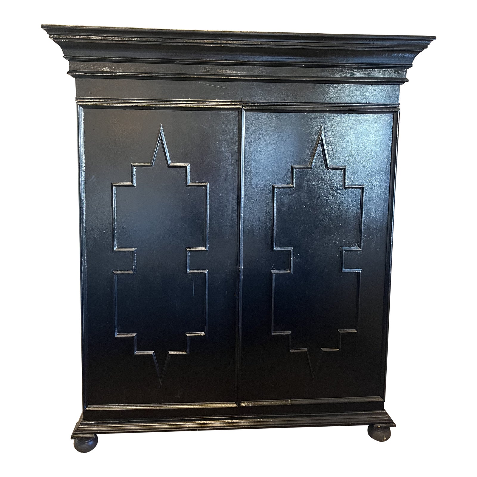 Black Painted Wooden Armoire | Chairish