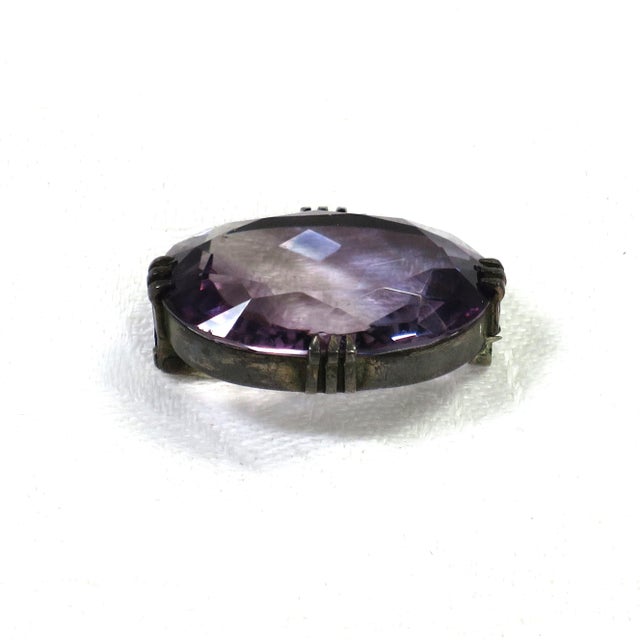 1880s Victorian Amethyst & Sterling Lace Pin | Chairish