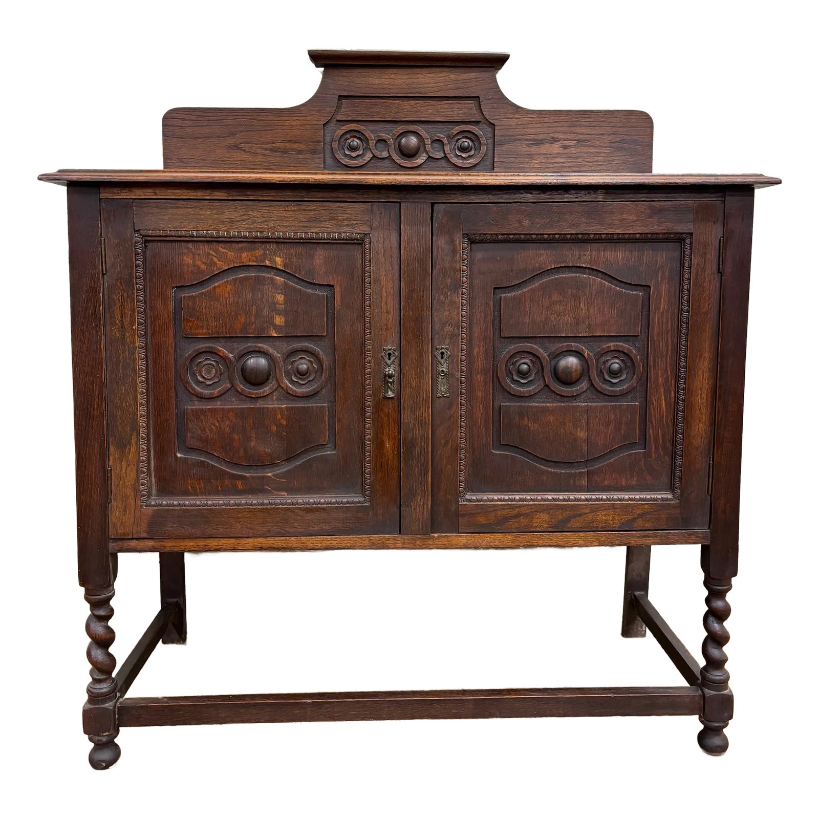 Vintage Jacobean Style Oak Barley Twist Sideboard Buffet Server ...