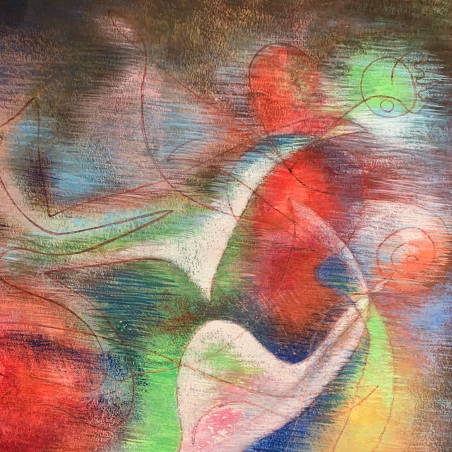 1947 Abstract Pastel Painting on Board by Edna Jeanette Tacon | Chairish