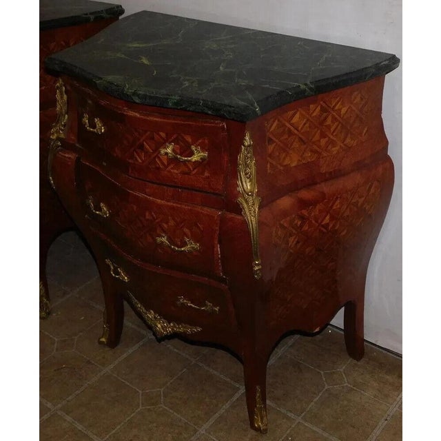 20th C. Walnut Inlay, Marble Top, Diminutive, With Bronze Mounts ...