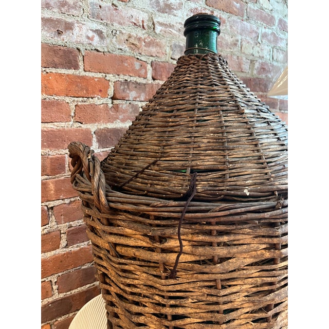 Antique French Demijohn in Wicker Basket | Chairish