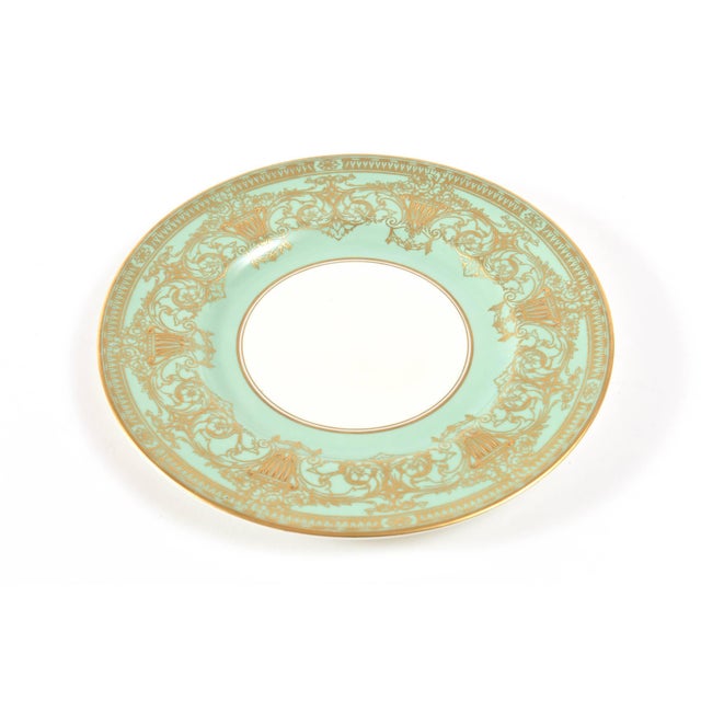 Turquoise Gilded Dinner/Presentation Plates - Set Ten | Chairish
