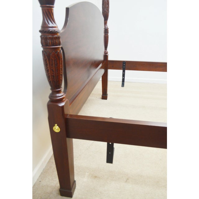 Henkel Harris Mahogany Rice Carved Poster Queen Poster Bed | Chairish