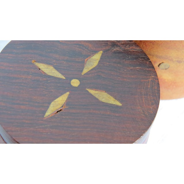 Vintage Mini Round Wooden Nesting Boxes With Brass Inlay Set of 3 ...