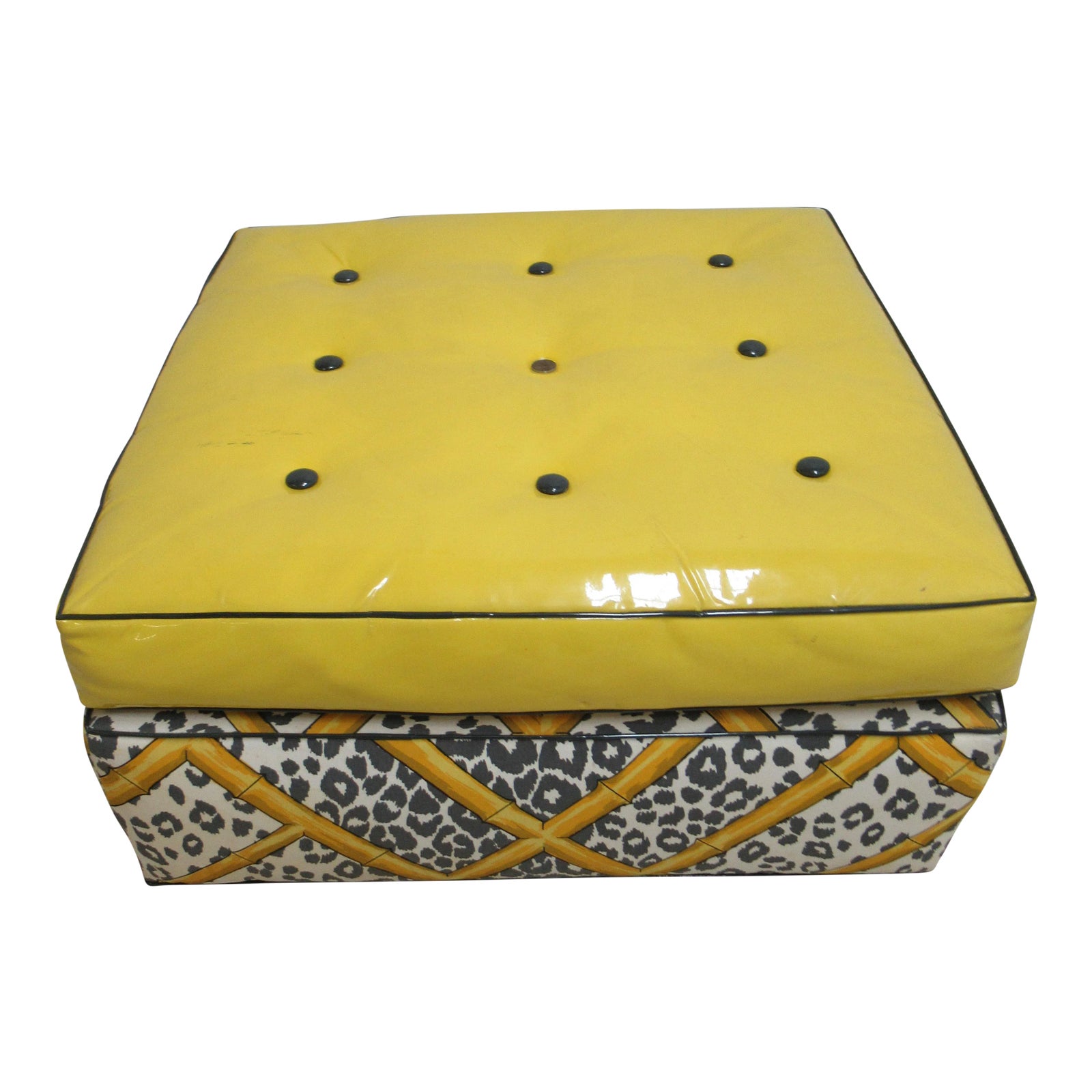 Vintage French Regency Bamboo Ottoman | Chairish