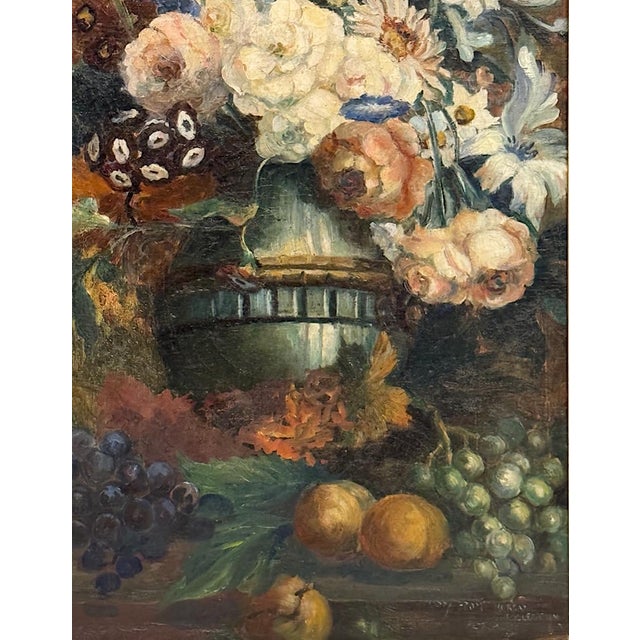 1920's Floral Oil on Canvas After Willem Van Leen, Gold Leaf Frame ...