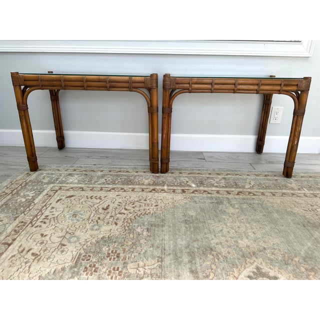1980s Rattan End Tables Franco Albini Style - a Pair | Chairish