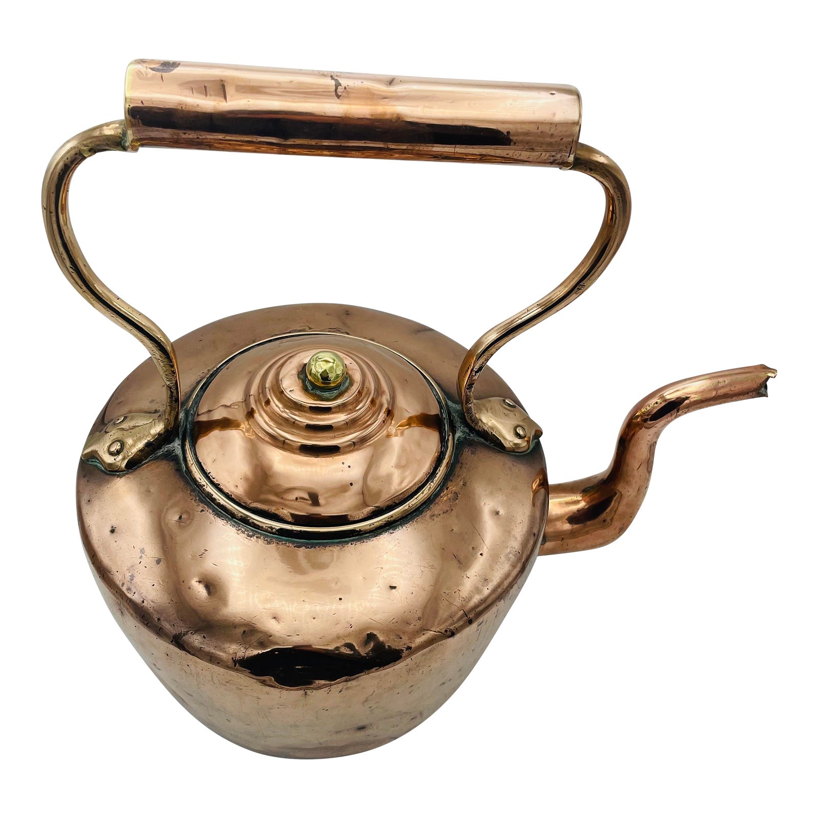 Large Antique European Copper Tea Kettle | Chairish