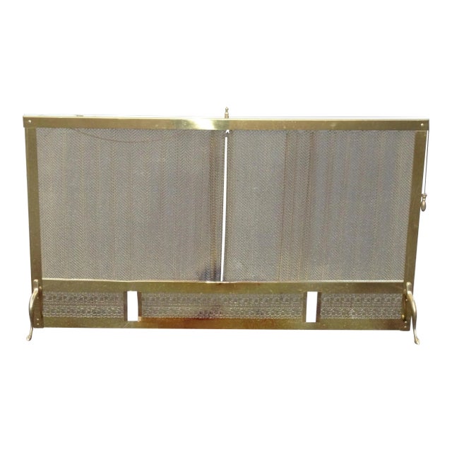 Vintage French Country Gold Metal & Brass Fireplace Screen With Metal ...