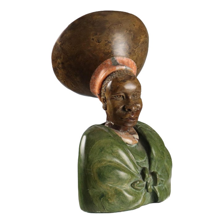 Joseph Mabena Stone Bust of an African Woman | Chairish