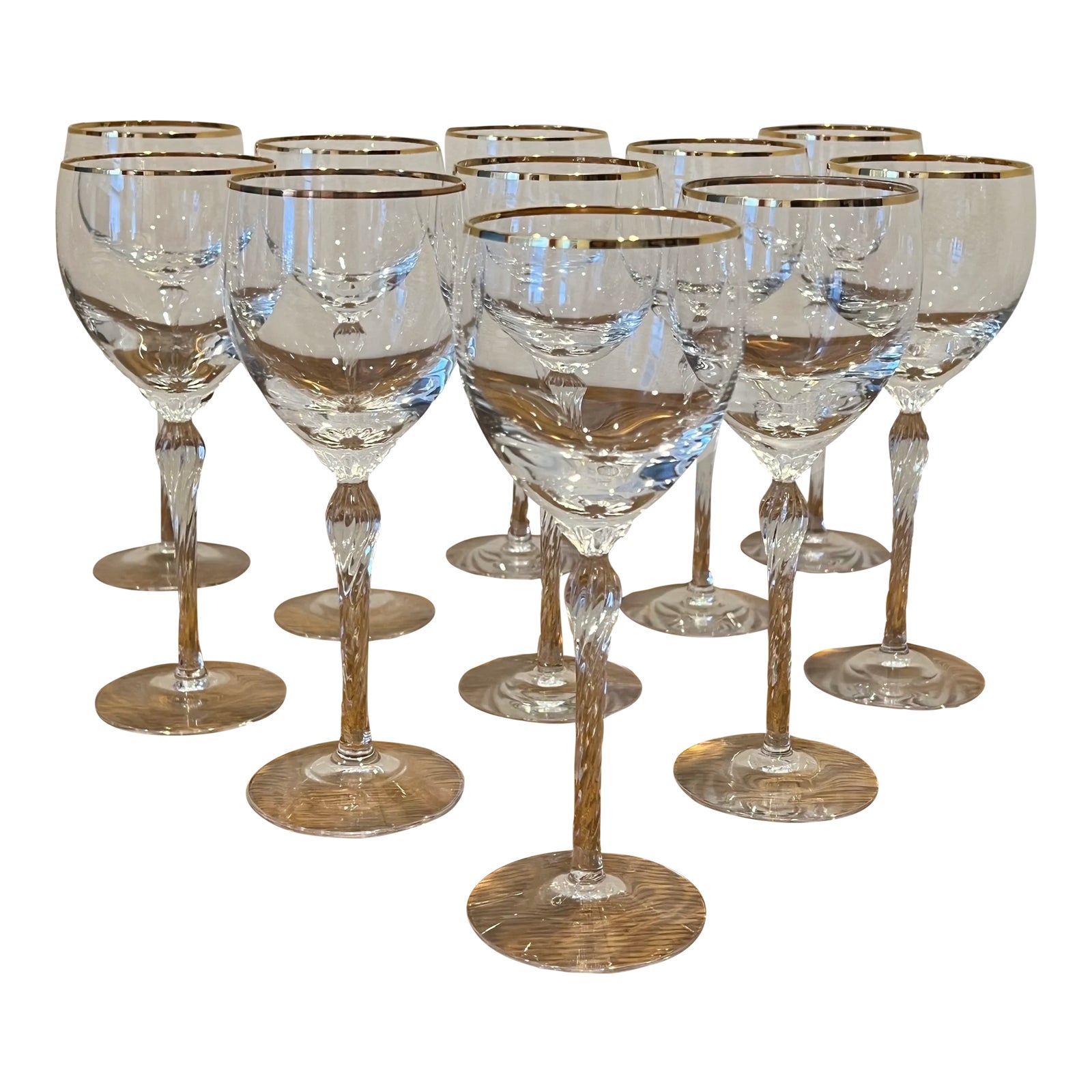 Lenox Monroe Gold Wine Stemware - Set of 11 | Chairish