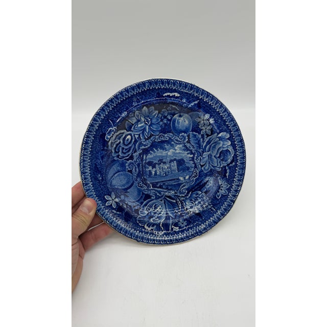 A Blue Dark Transfer Decorated Staffordshire Plate "Warleigh House ...