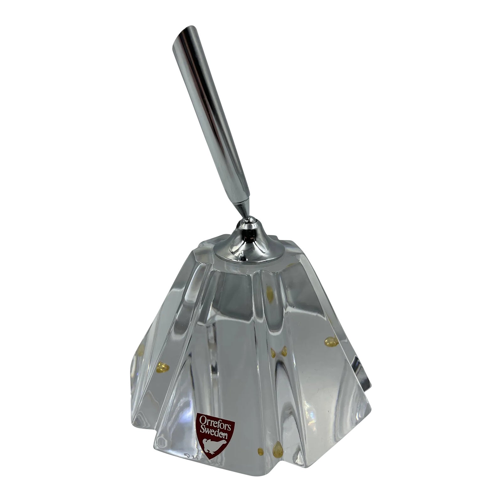 1980s Orrefors Sweden Crystal Desk Pen Holder | Chairish