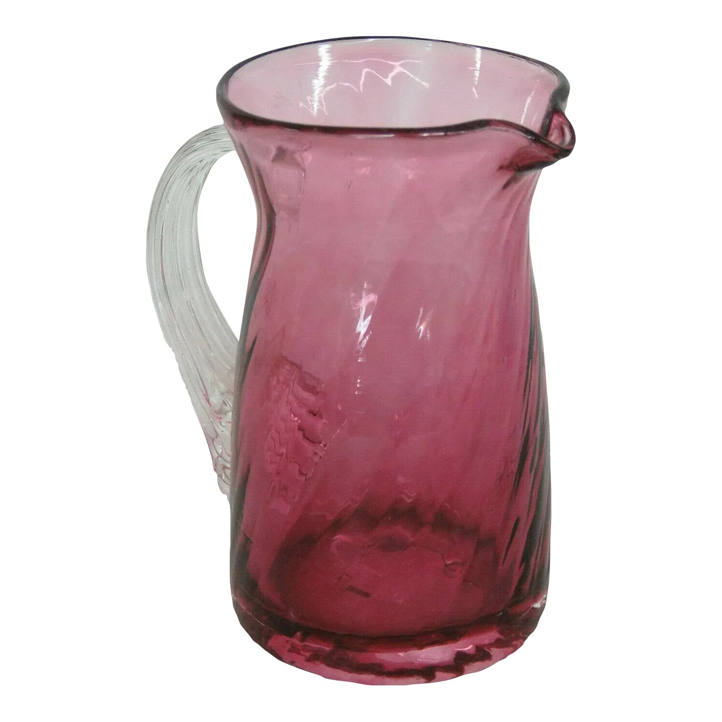 Pilgrim Style Cranberry Glass Miniature Pitcher with Clear Handle ...