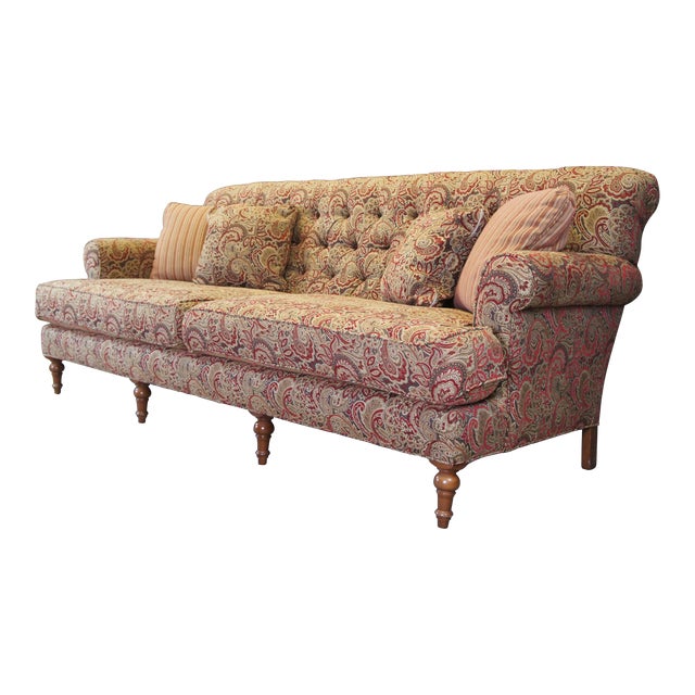 1980s Vintage Arhaus Cambridge Collection Tufted Paisley Upholstered ...