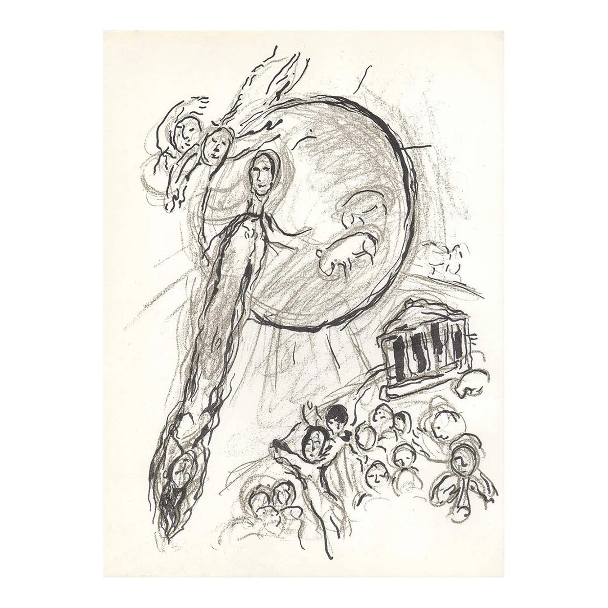Chagall Sketch 3 Lithograph Paris Opera 1966 | Chairish