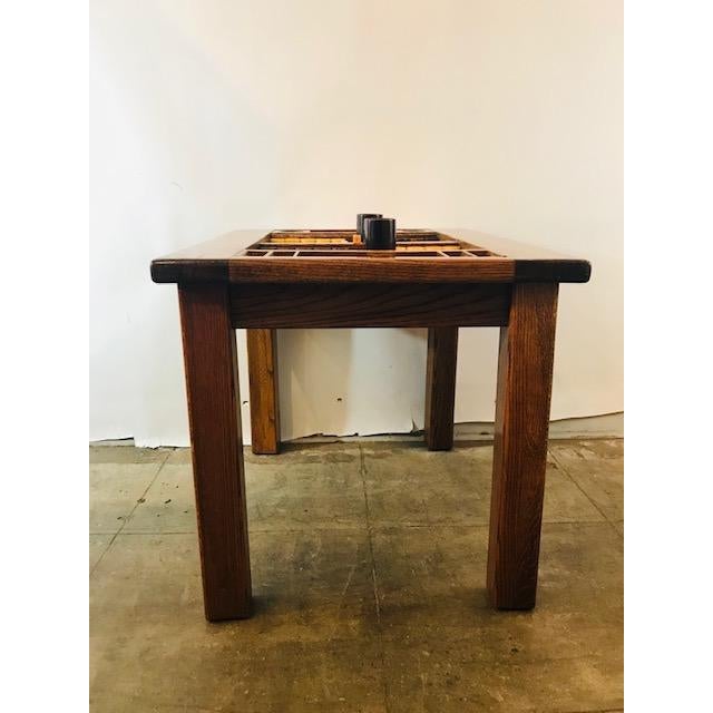 Vintage 1980s Backgammon Table Oak Brown Yellow Bakelite Disc Men by ...