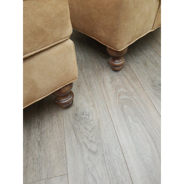 Contemporary Woodmark Chair and Ottoman | Chairish