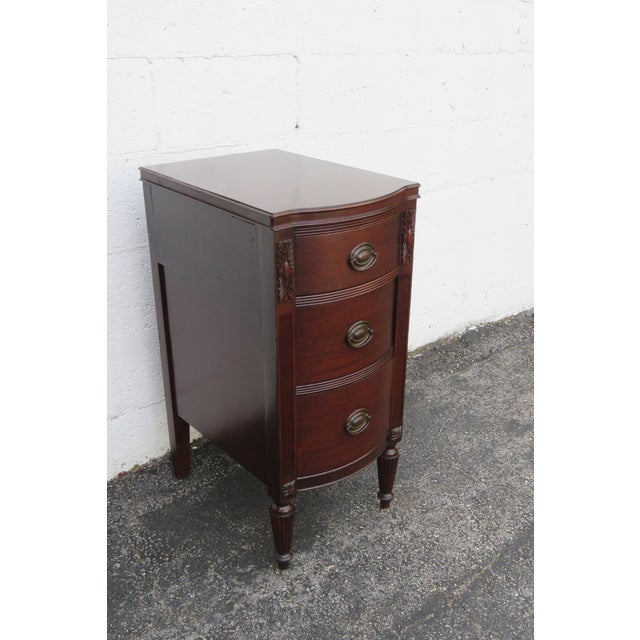 Tall Narrow Mahogany Nightstands End Side Bedside Tables a Pair | Chairish