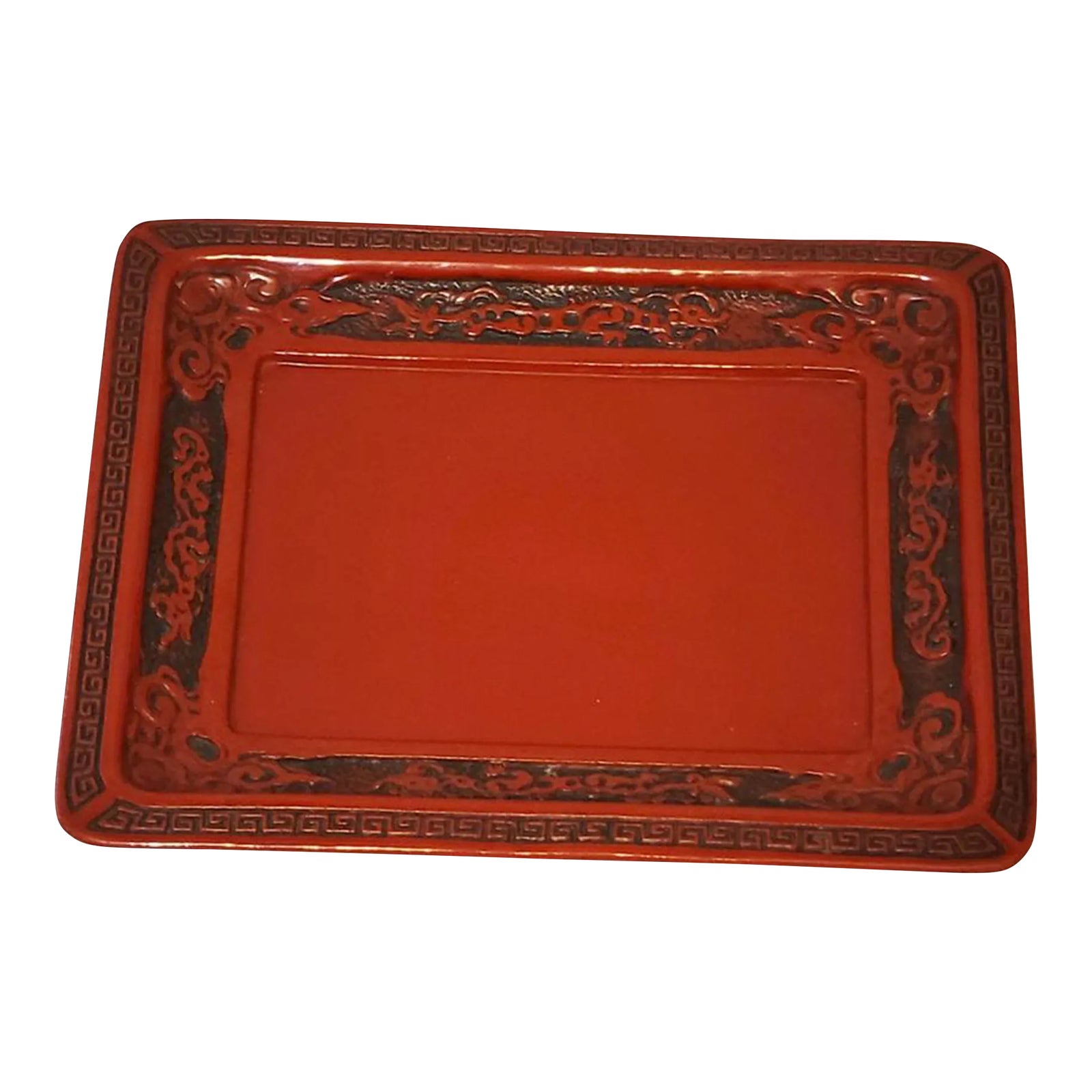 Antique Japanese Cinnabar Red Lacquer Tray, Taisho Era | Chairish