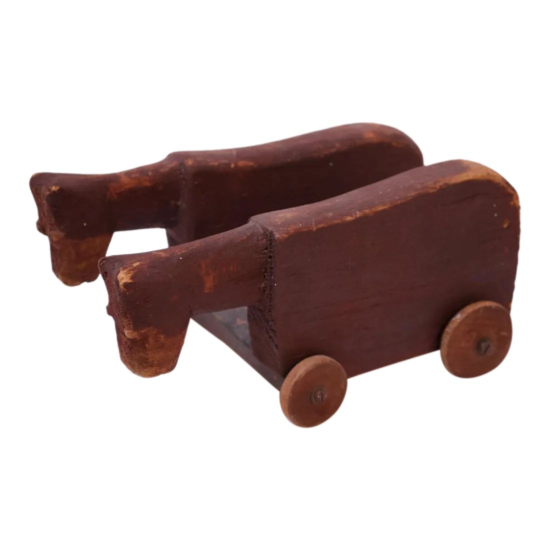 Vintage Hand-Carved Wooden Cattle Cart | Chairish