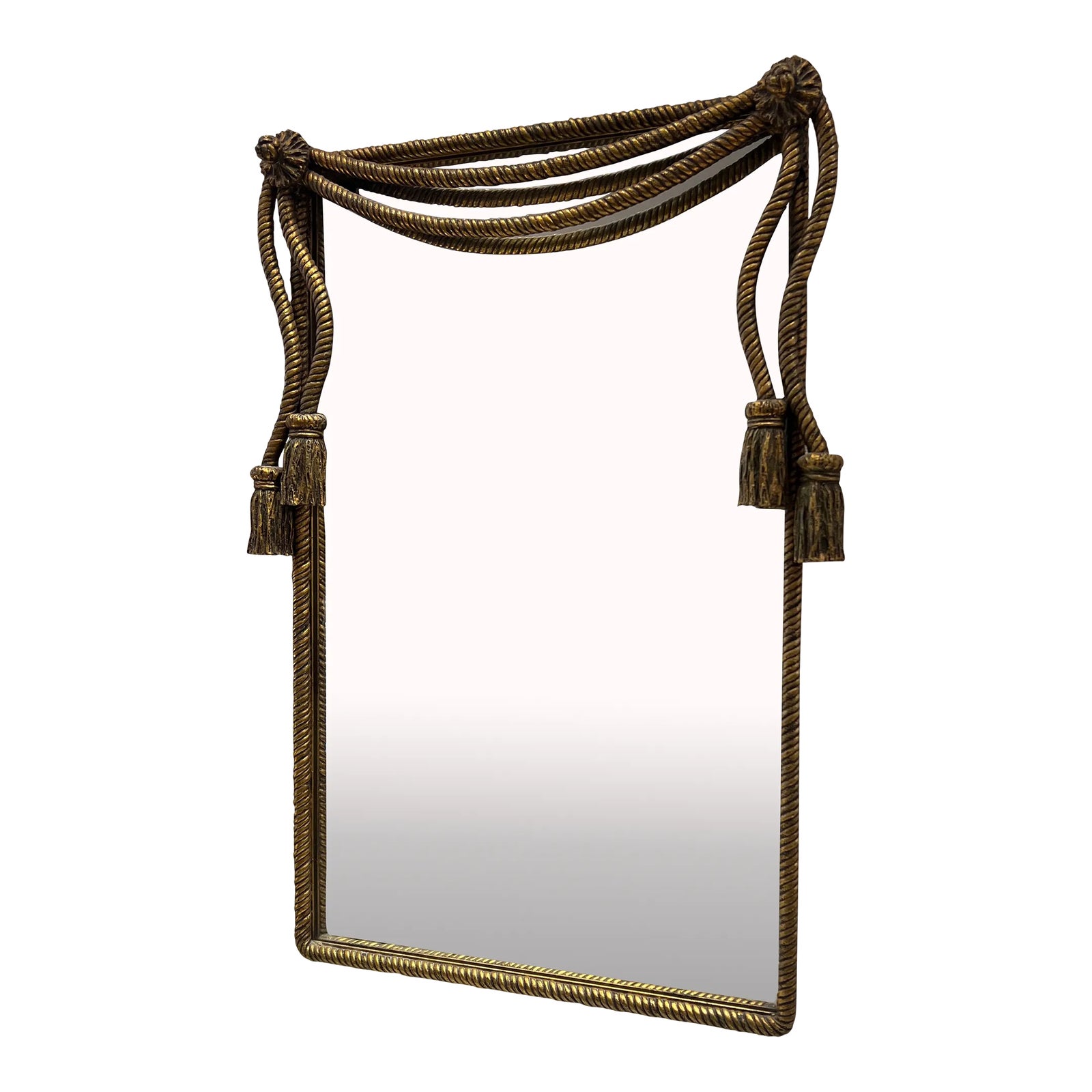 Large 1940s Italian Bronze Tassel Mirror | Chairish
