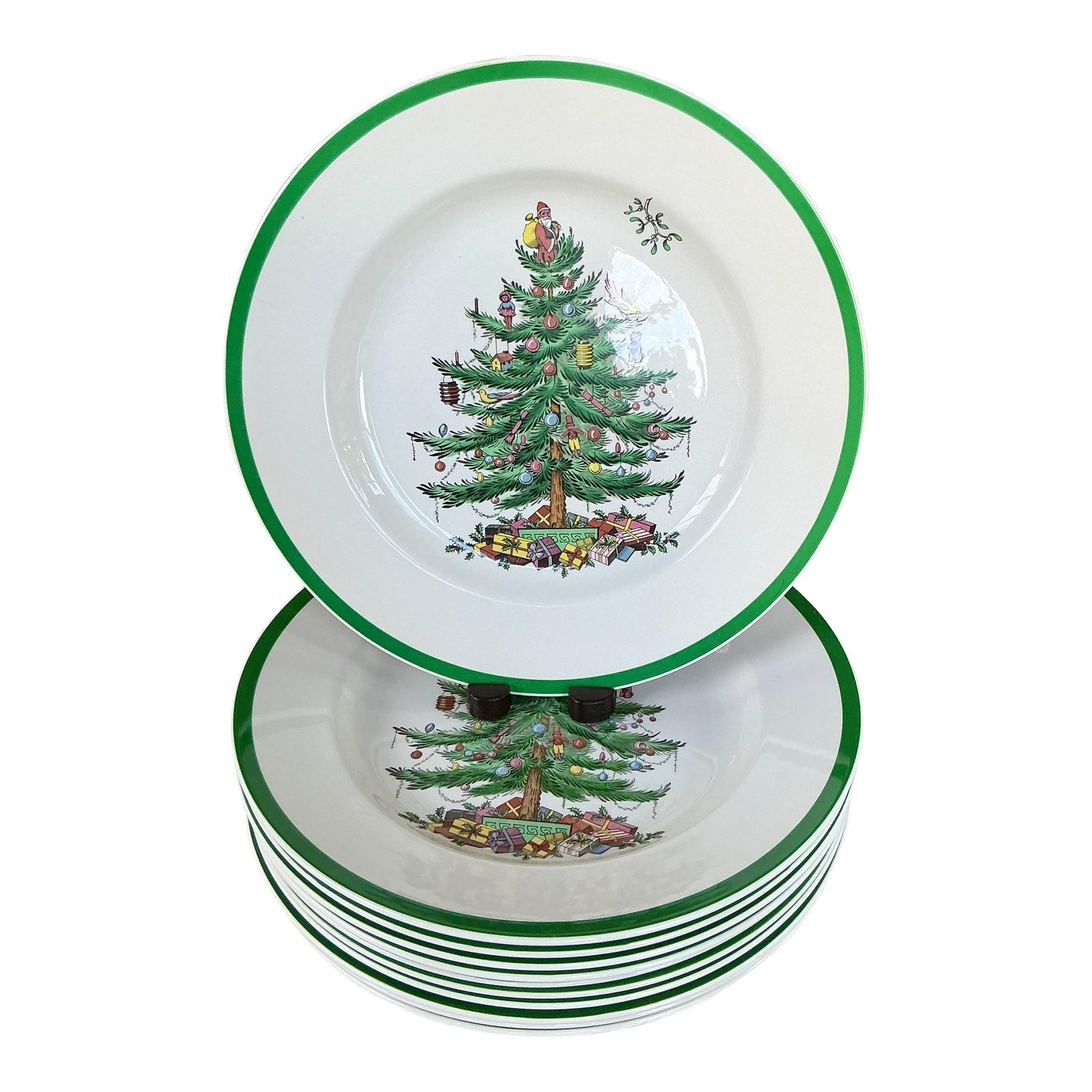 1990s Spode “Christmas Tree” Dinner Plates, Set of 11 - Made in England ...
