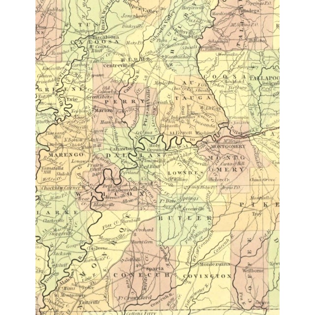 Original Antique Map of Alabama | Chairish