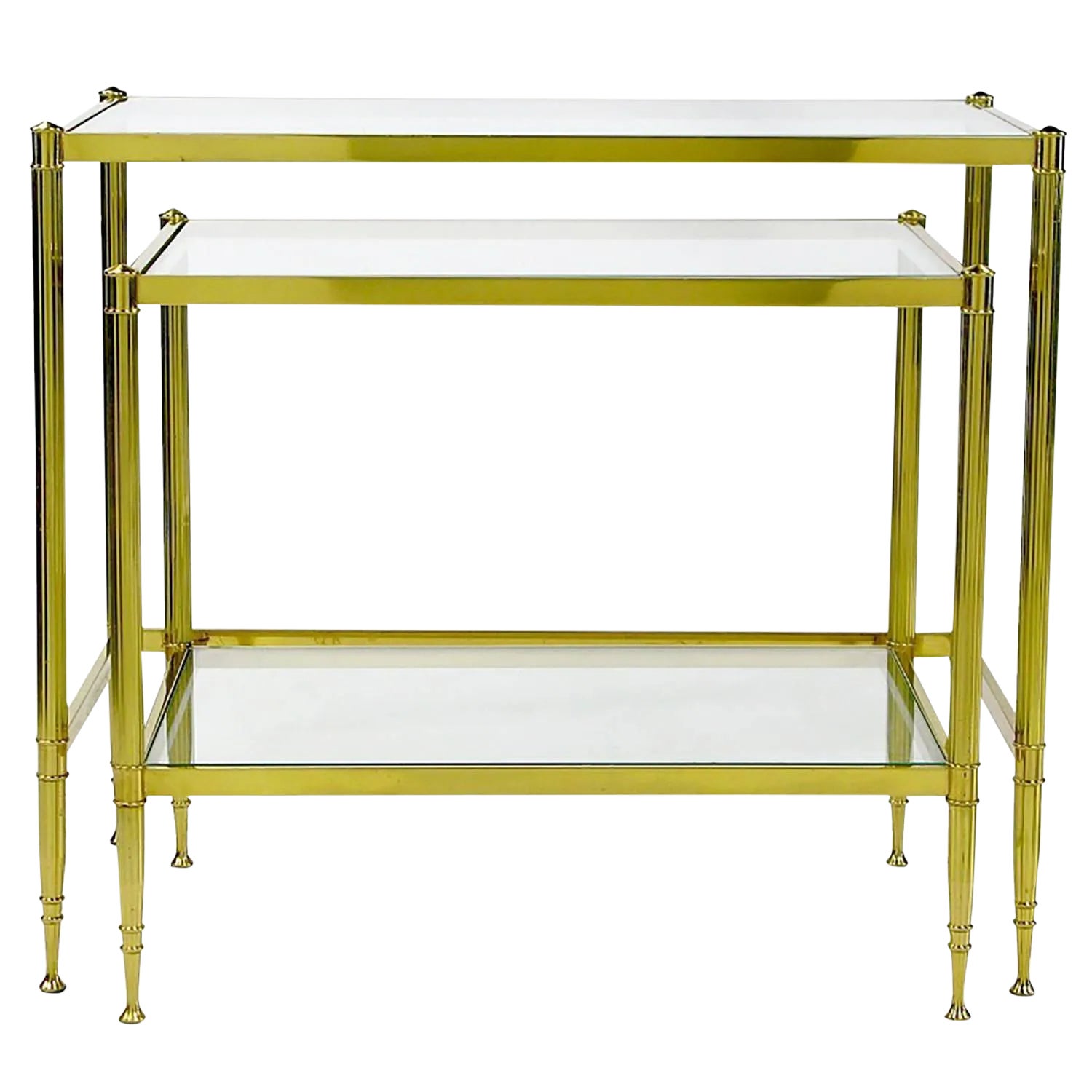 Two Italian Modern Brass and Glass Nesting Tables | Chairish
