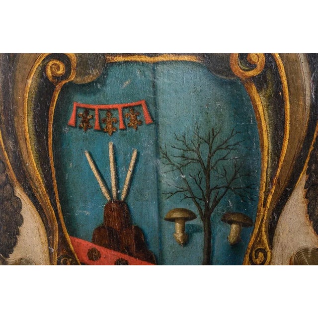 Italian Armorial Shield Coat of Arms, Large Hand Painted Wood, 18Th.C ...
