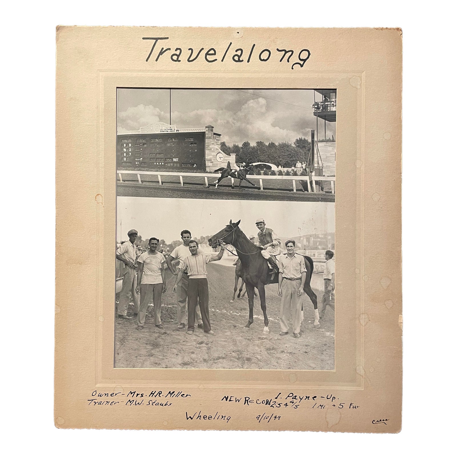 1947 Horse Racing Winner's Circle Photograph of Travelalong | Chairish