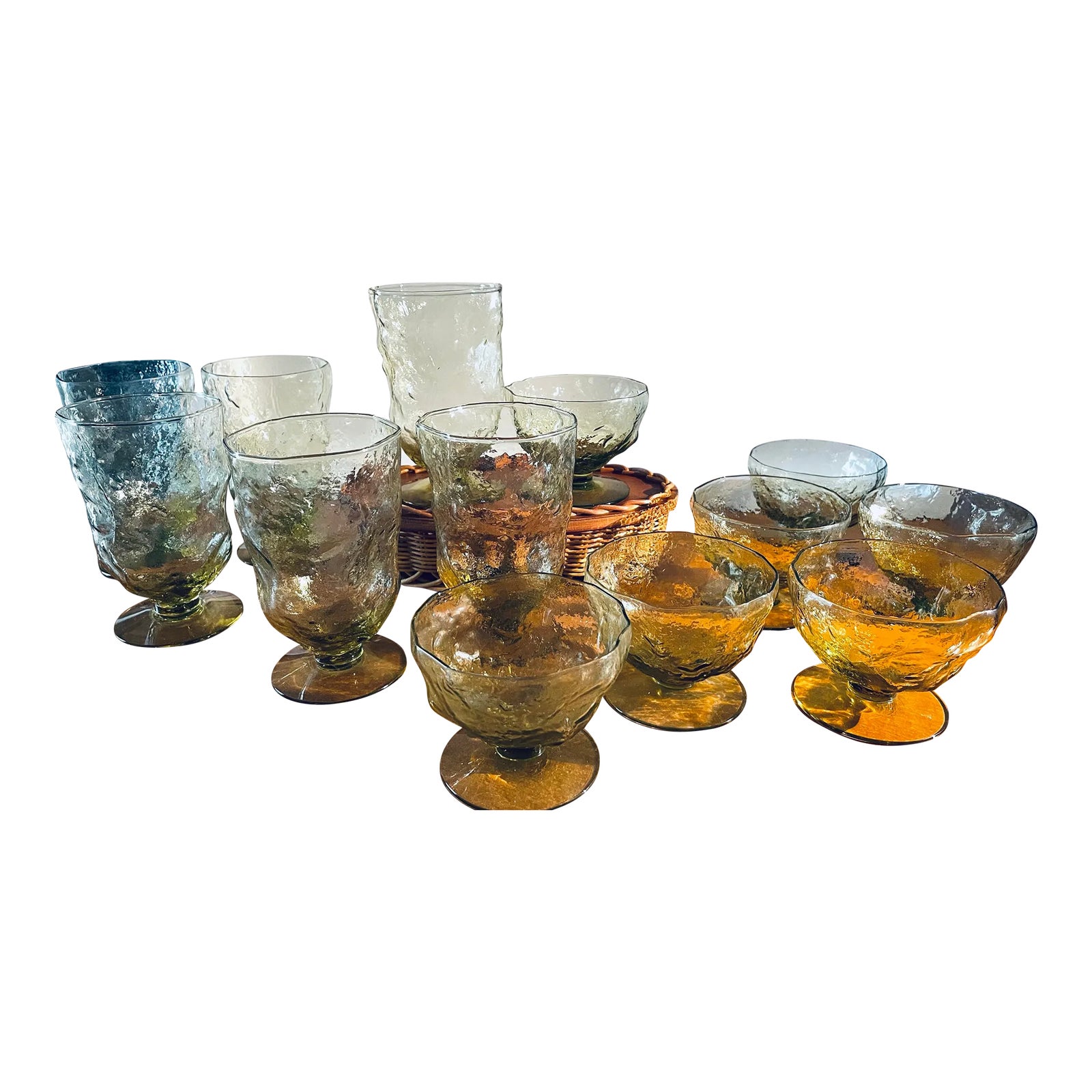 Vintage Scandinavian Frosted Drinking Glasses- 12 Pieces | Chairish