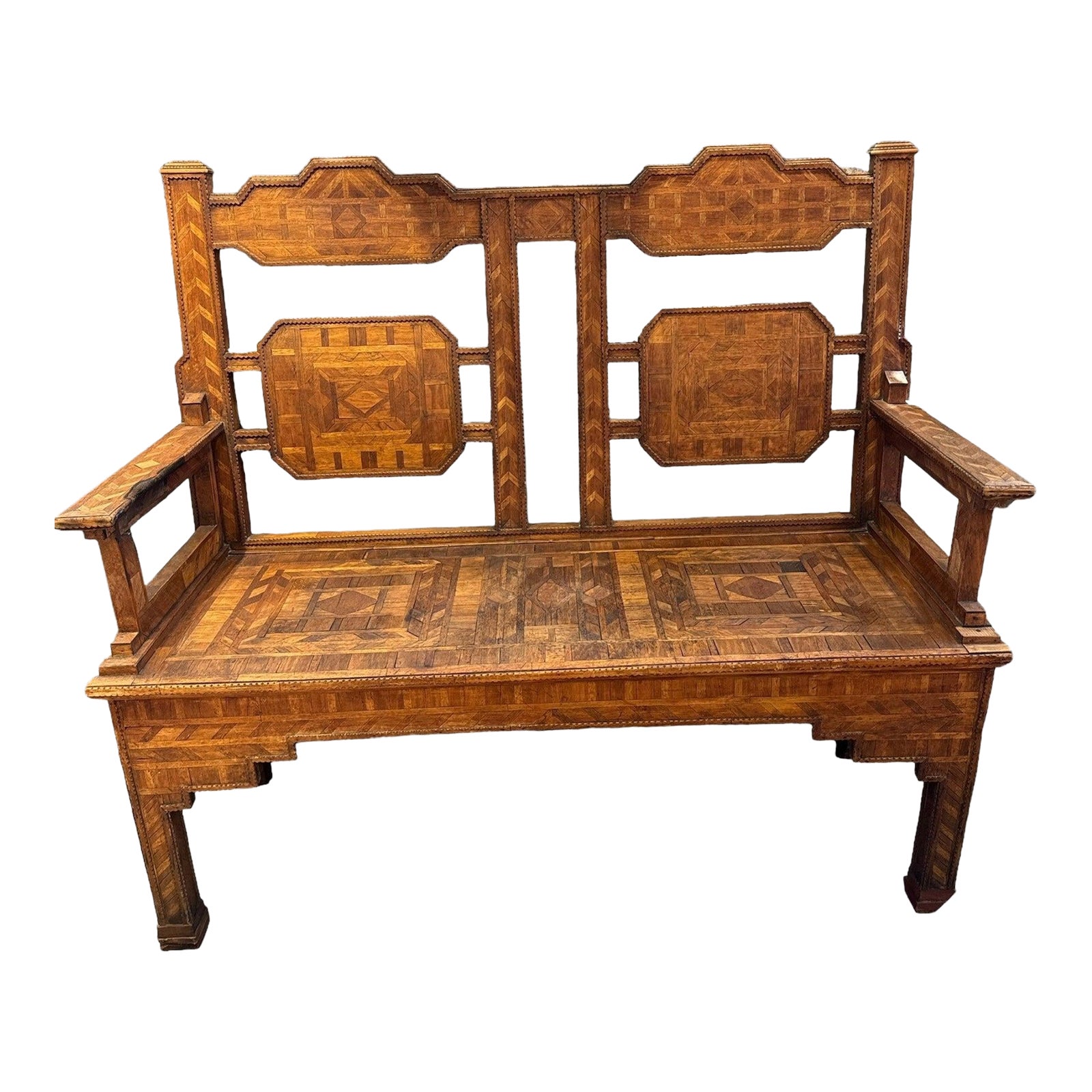 French Tramp Art Bench | Chairish