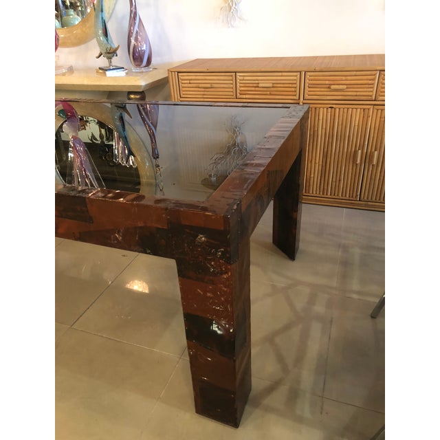 Vintage Brutalist Mixed Metals Patchwork Dining Table | Chairish