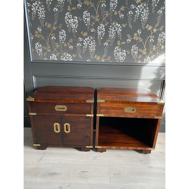 1960s Vintage Brazilian Rosewood Campaign Nightstand Set by John Stuart ...