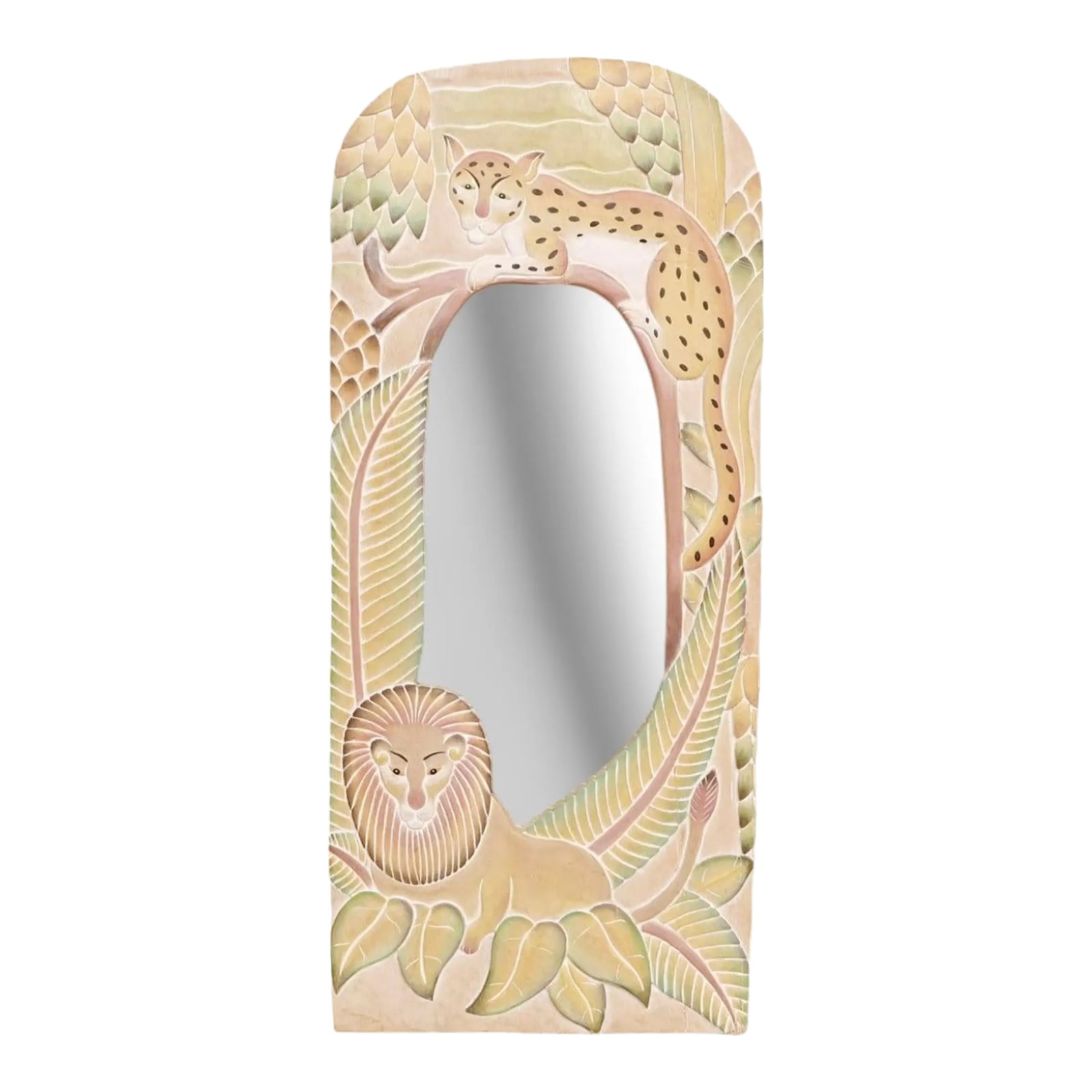 Carved Jungle Animals Wall Mirror | Chairish