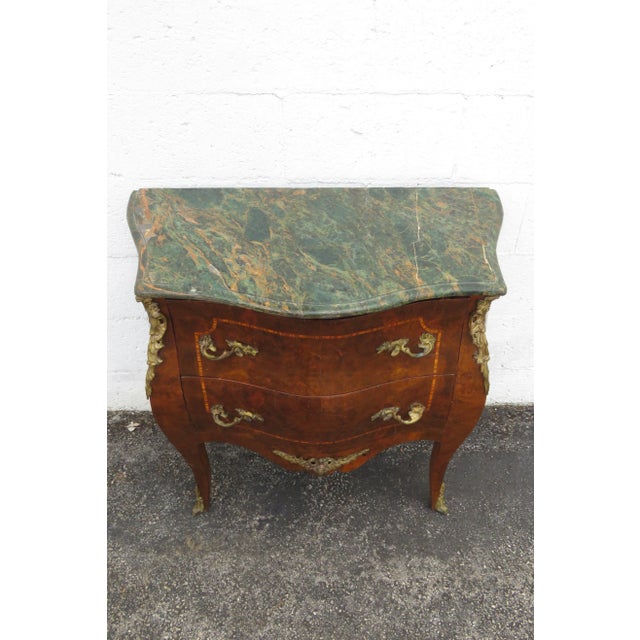 French Marble Top Bombay Serpentine Inlay Commode Dresser Bathroom ...