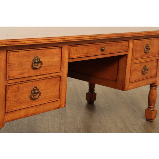1990s English Style Parquet Top Executive Writing Desk | Chairish