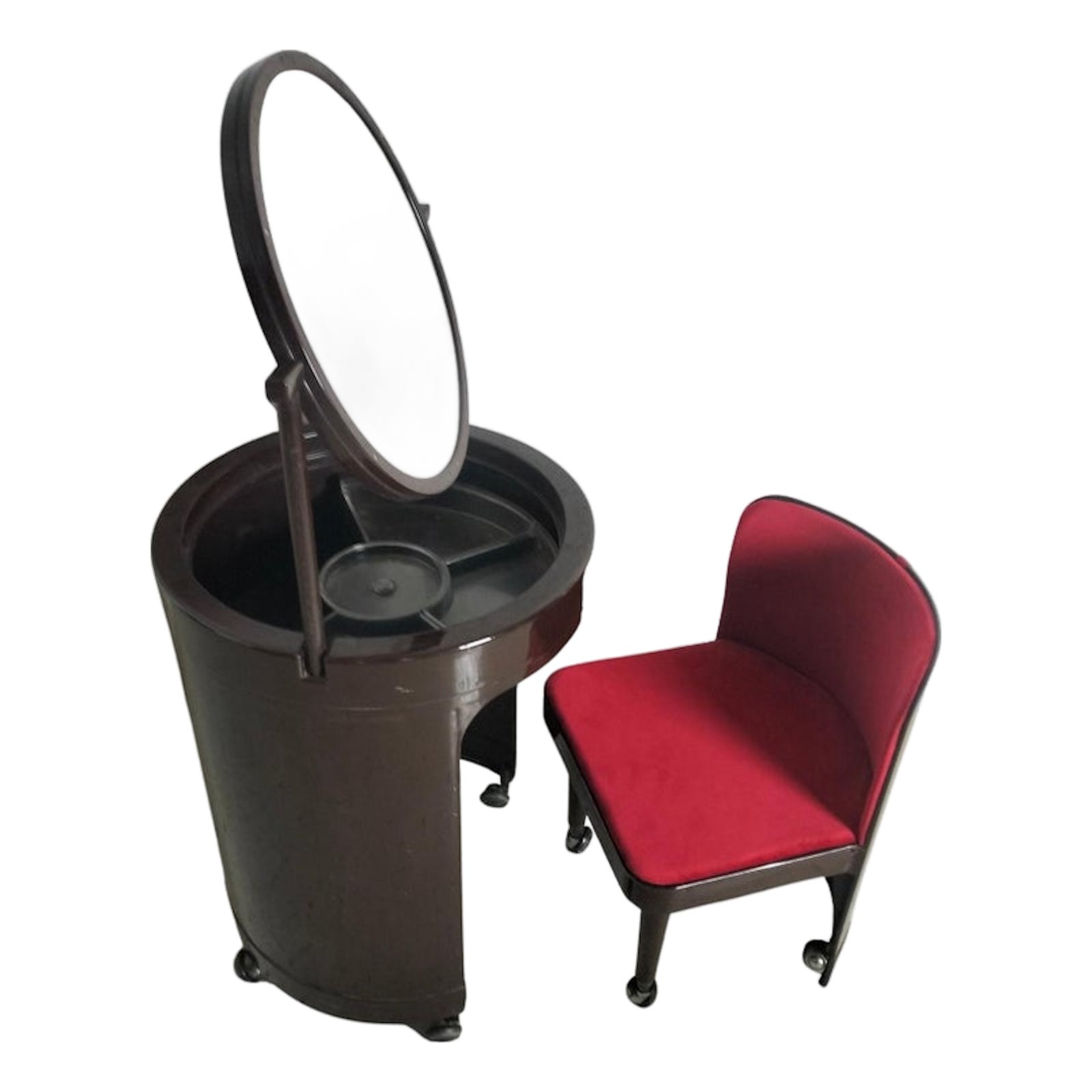 Silvi Red Vanity Table on Wheels with Chair from Studio Kastilia, 1970s ...