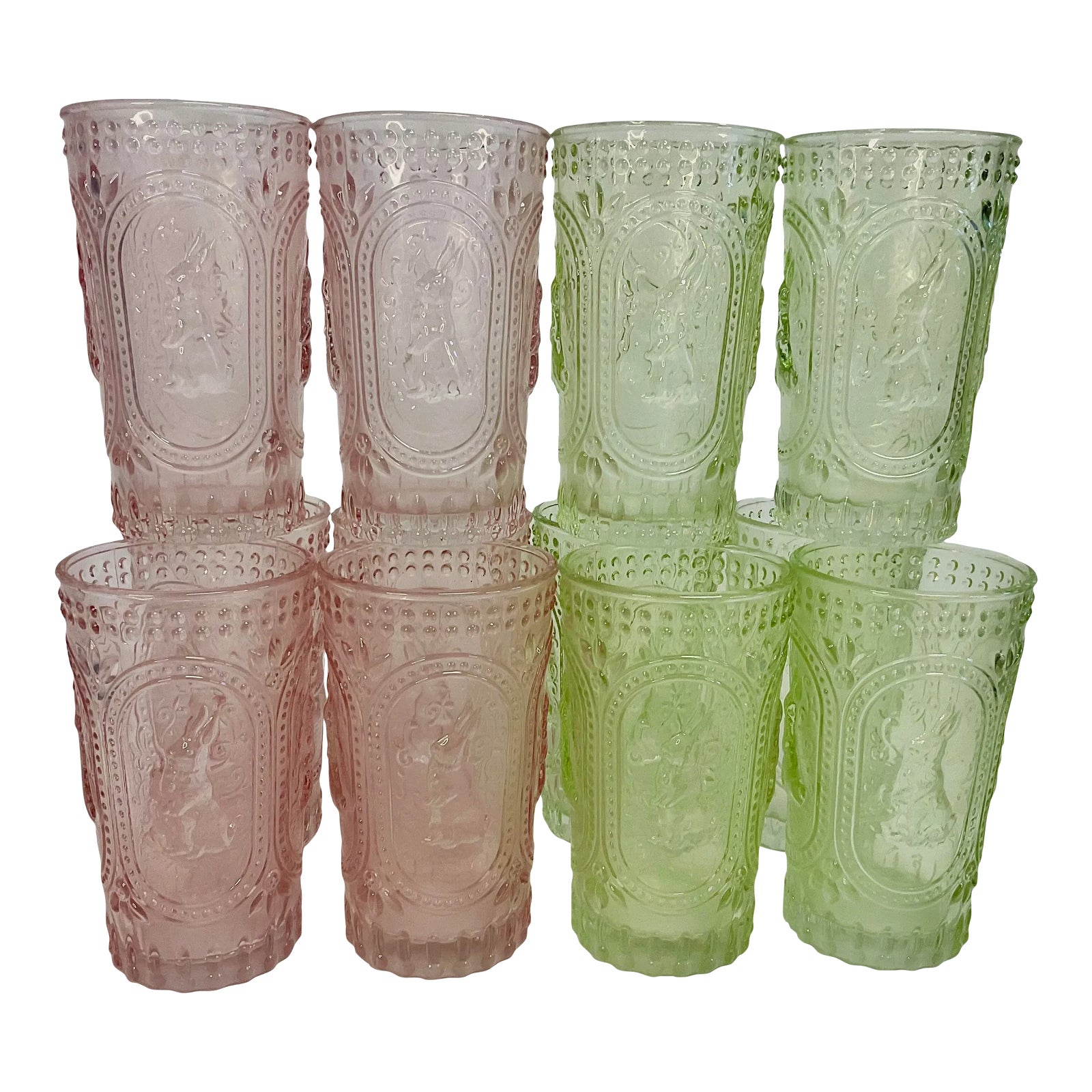 Vintage Art Deco Hollywood Regency Pressed Glass Easter Bunny Glassware ...