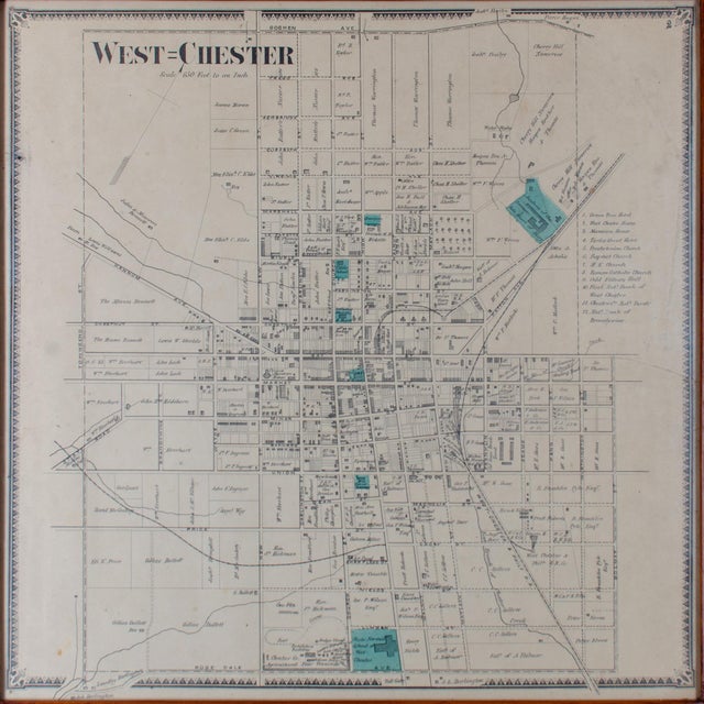 1873 Map of West Chester, Pennsylvania | Chairish