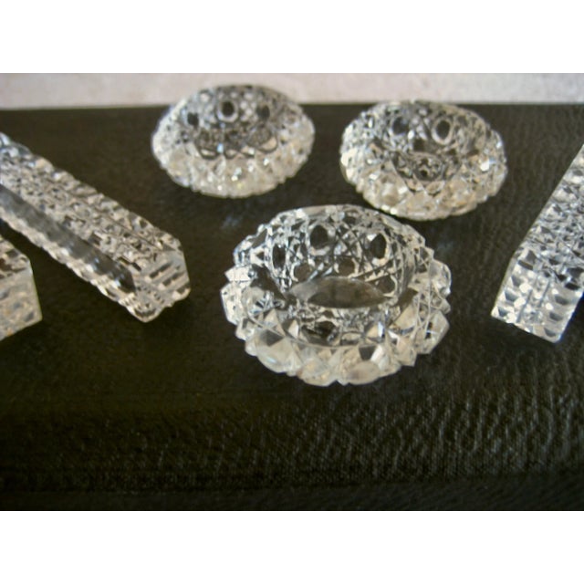 Late 19th Century Cut Crystal Salt and Knife Rests- Set of 18 | Chairish
