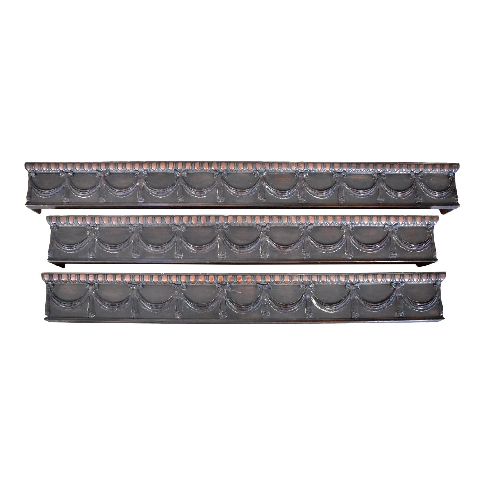 Set of 3 Antique Wood Window Cornices | Chairish
