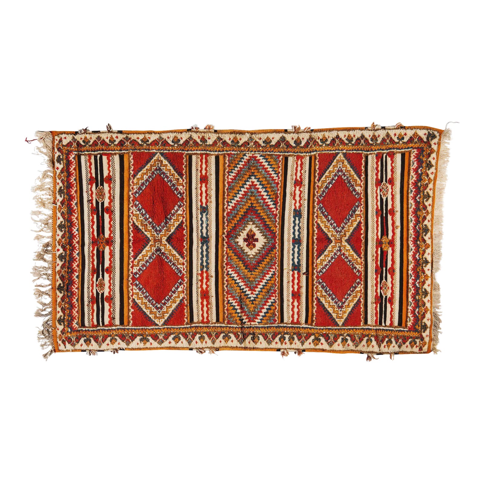 Berber Rug - Handwoven Wool With Abstract Diamond Patterns | Chairish